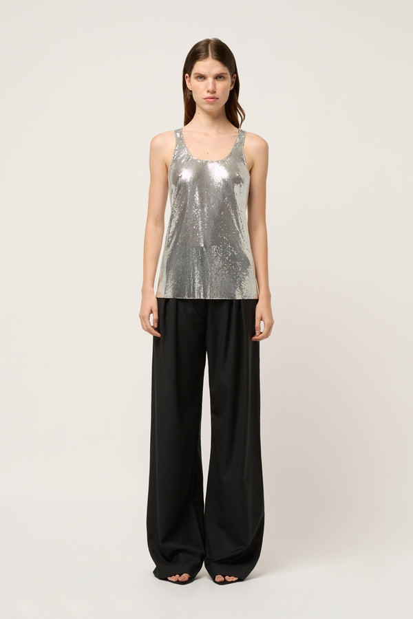 WOMENS SCOOP CHAINMAIL TANK TOP - SILVER - MICHAEL LO SORDO